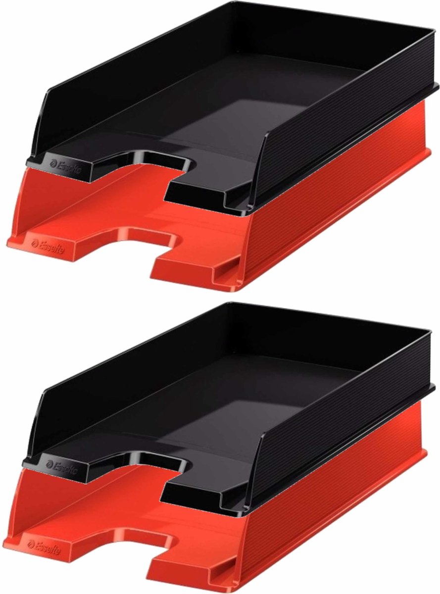 Esselte brievenbakjes set van 4x zwart en 2x rood in A4 formaat ...