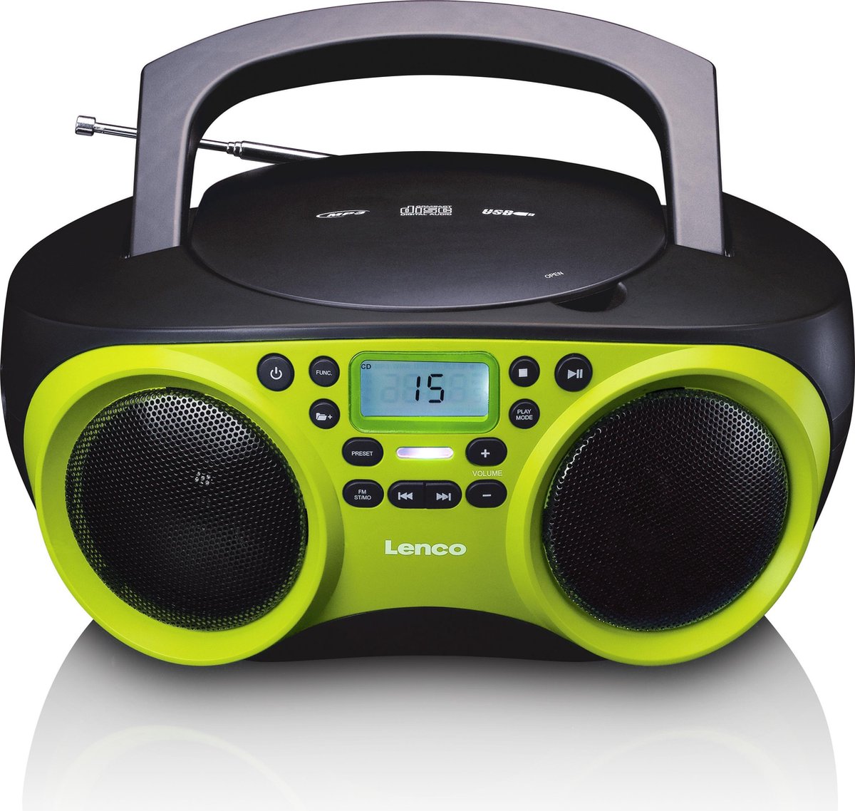 Lenco SCD-200LM - Radio CD Speler met MP3 en USB functie - Lime | bol
