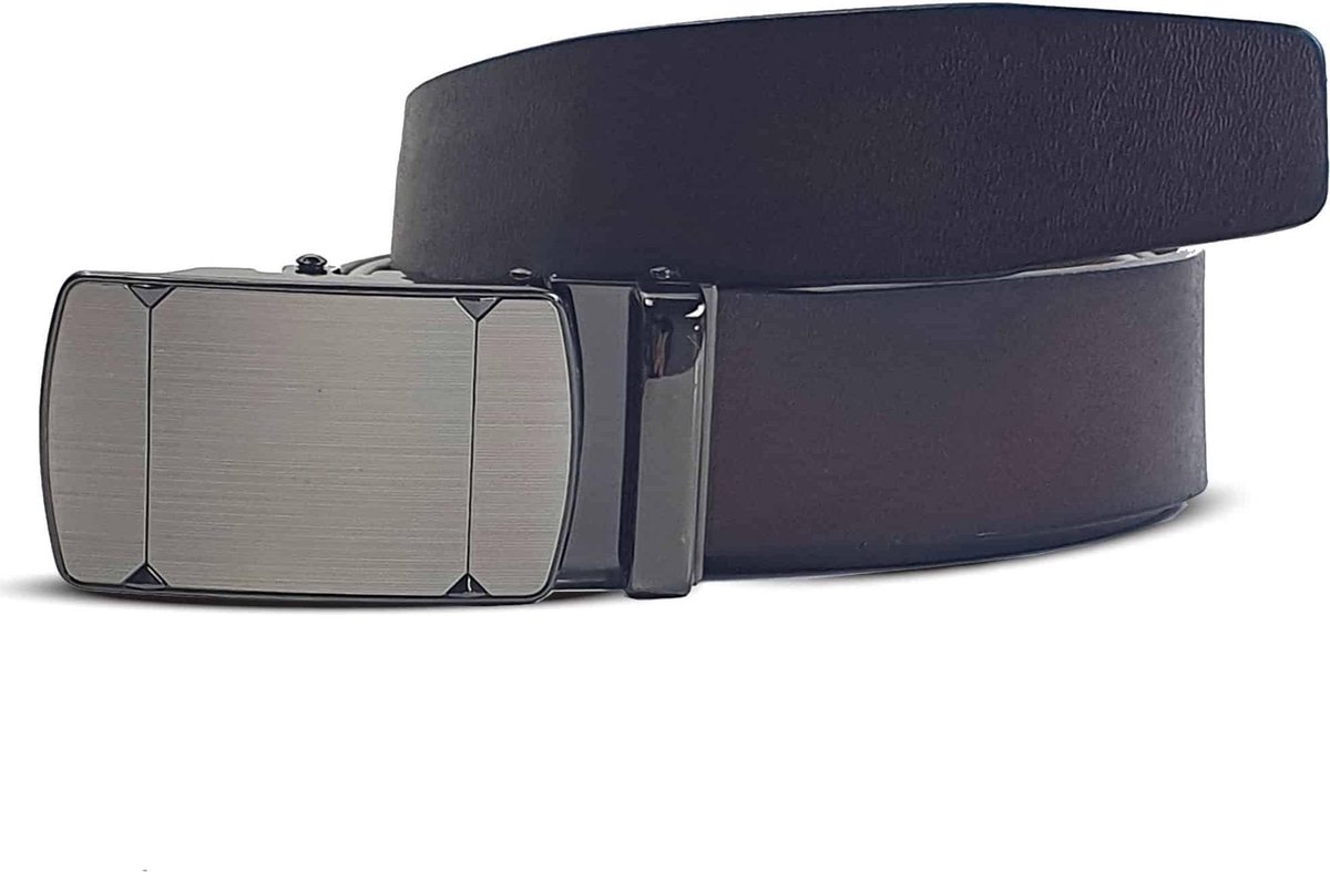 Heren riem echt Leer met automatische gesp - Broekriem 2 Stuks Zwart en ...