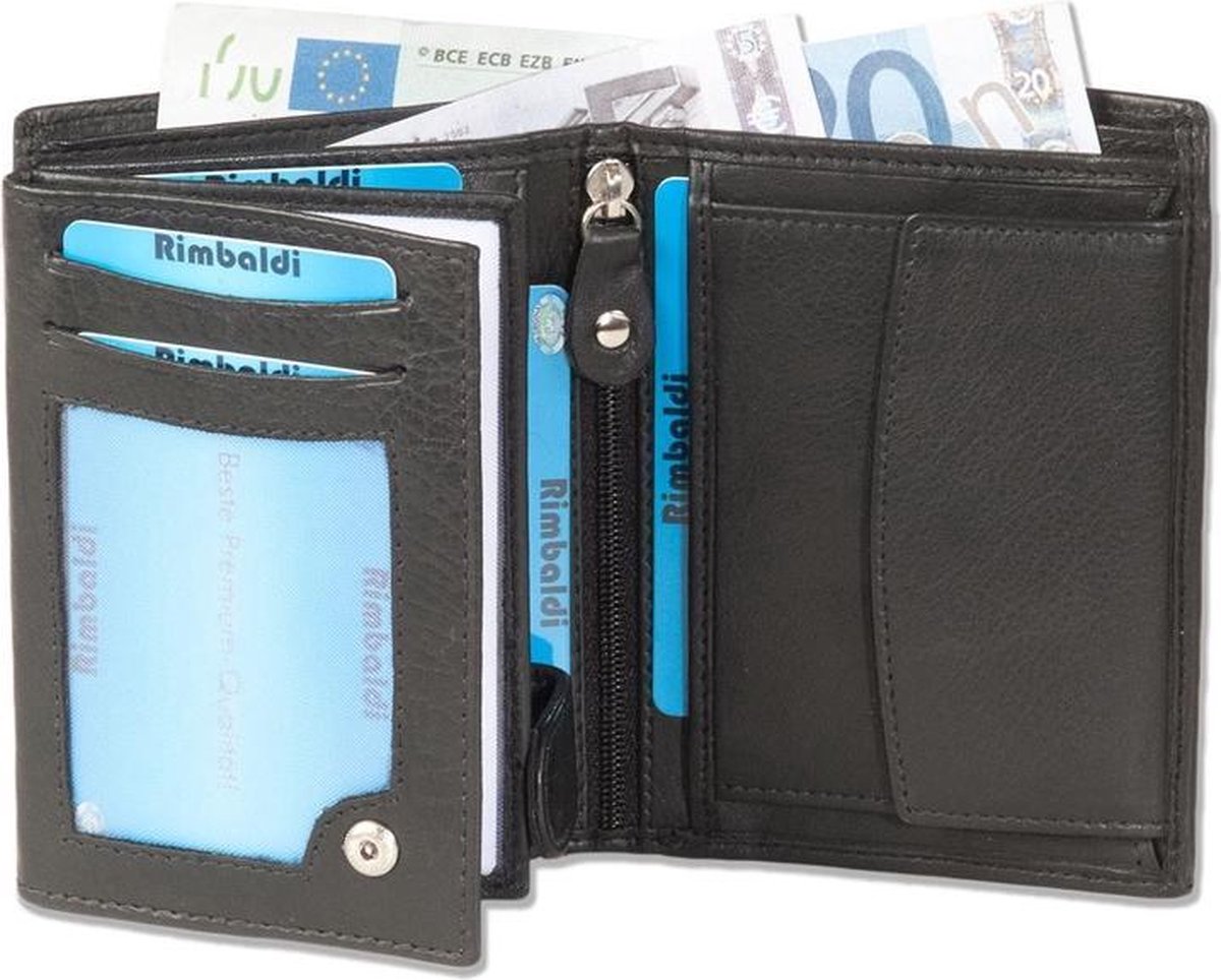 Rimbaldi Billfold Portemonnee - Staand model - Leer - Zwart | bol.com