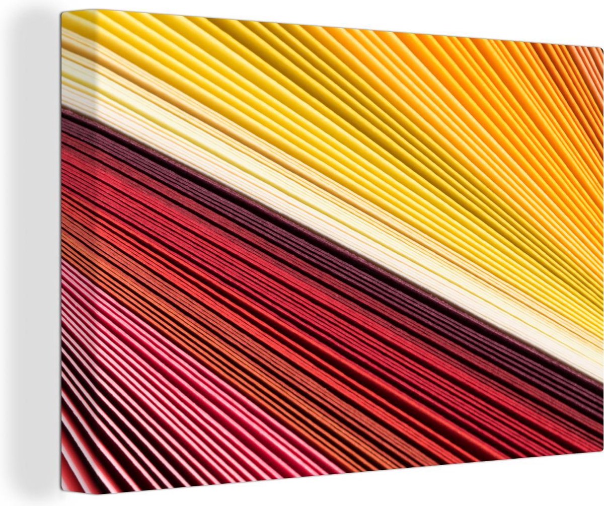 Canvas Schilderij Weergave van rode en gele strepen - 140x90 cm ...