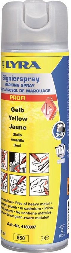 Lyra 418007 Spray de marquage - 500 ml - Jaune | bol