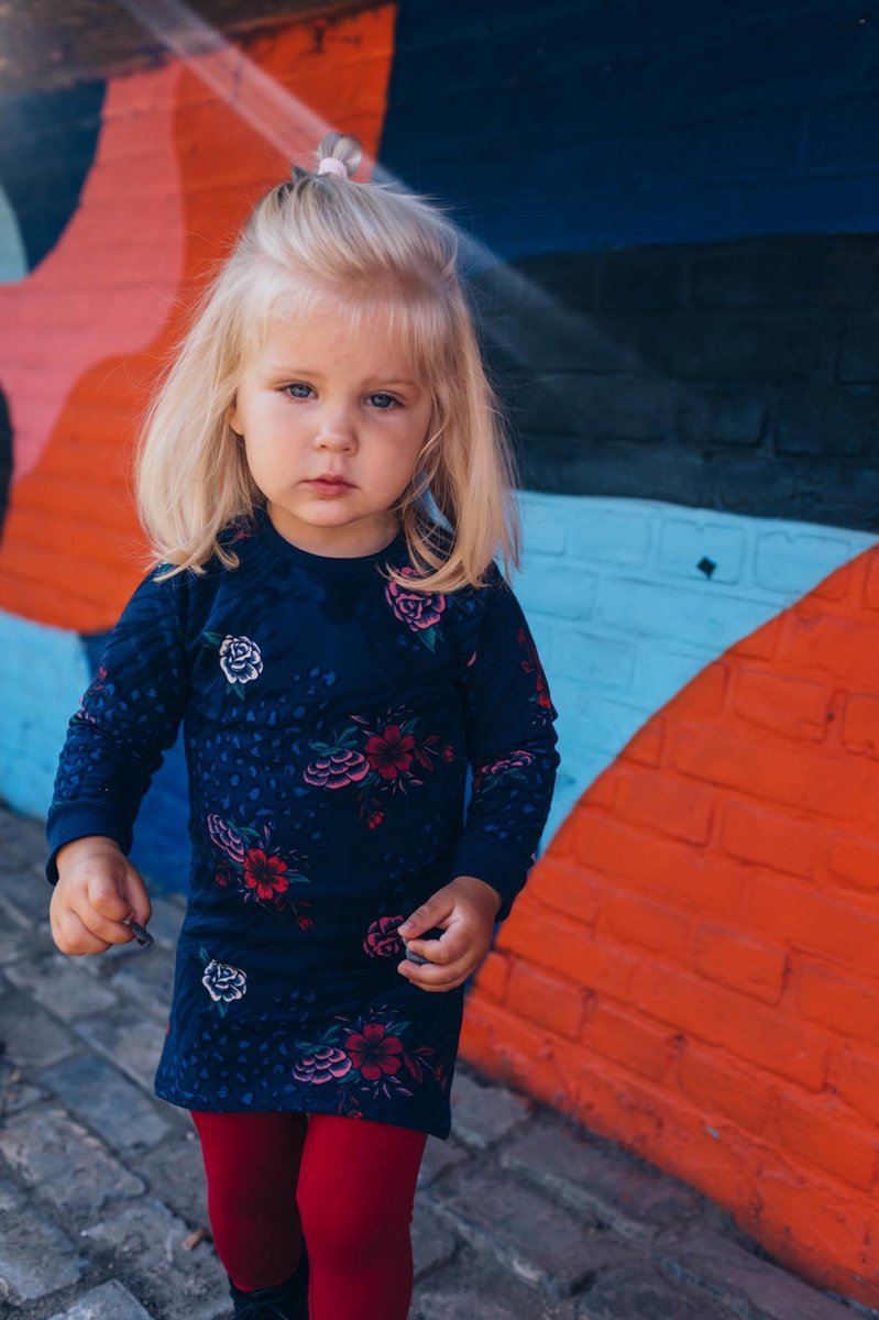 Quapi baby meisjes jurk Elke Dark Blue Flower | bol.com
