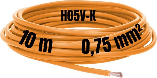 Kalitec 10 meter H05V-K 0,75 mm² oranje bedradingskabel I kernkabel ...
