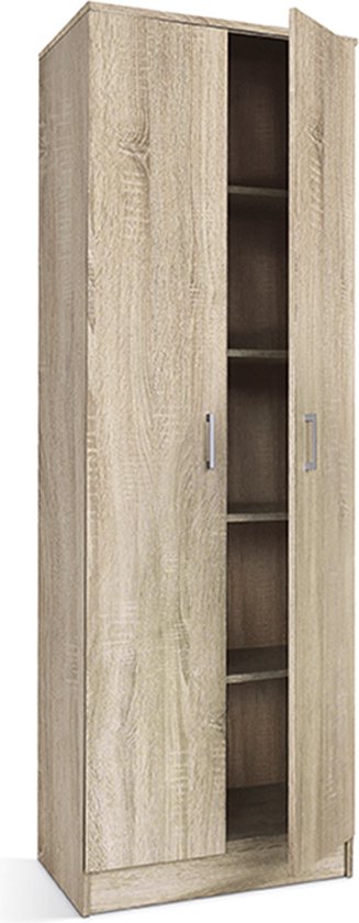 Opbergkast 'Ray' 2 deuren en 4 legplanken Sonoma, Spaanderplaat en ...