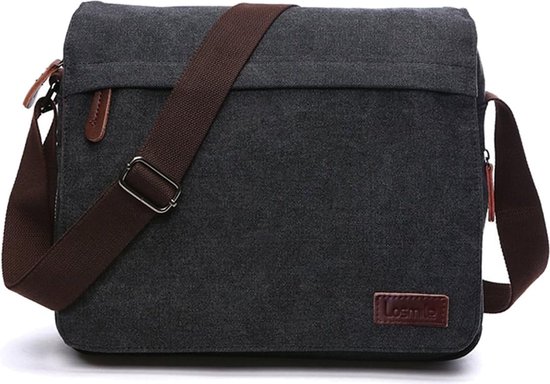 Schoudertassen voor heren, canvas schoudertassen, laptoptas, schooltas ...