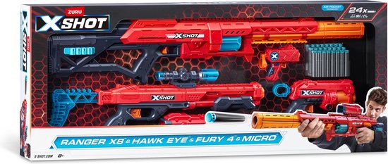 ZURU - XSHOT - Excel Range X8 & Hawk Eye & Fury 4 & Micro Combo Pack ...