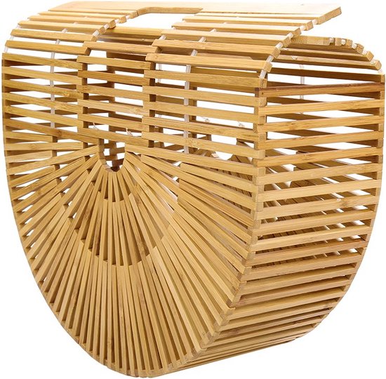 Zwarte Bamboe Tas Half Moon - Rieten - Rattan - Handtassen - Unieke ...