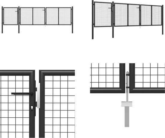 vidaXL Poort 400x100 cm staal antraciet - Tuinpoort - Tuinpoorten ...