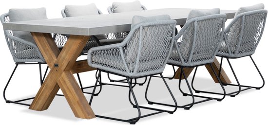BUITEN living Norwich/Portofino grijs dining tuinset 7-delig ...