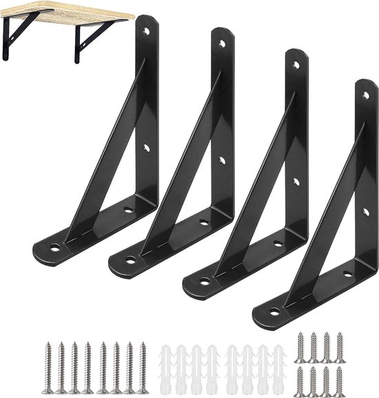 4 stuks plankhoek zwart metaal 150 mm plankdrager met schroeven hoek ...
