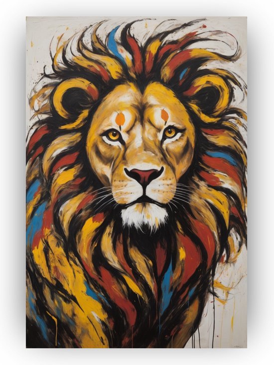 Leeuw Jackson Pollock stijl schilderij - Pollock schilderij op glas ...