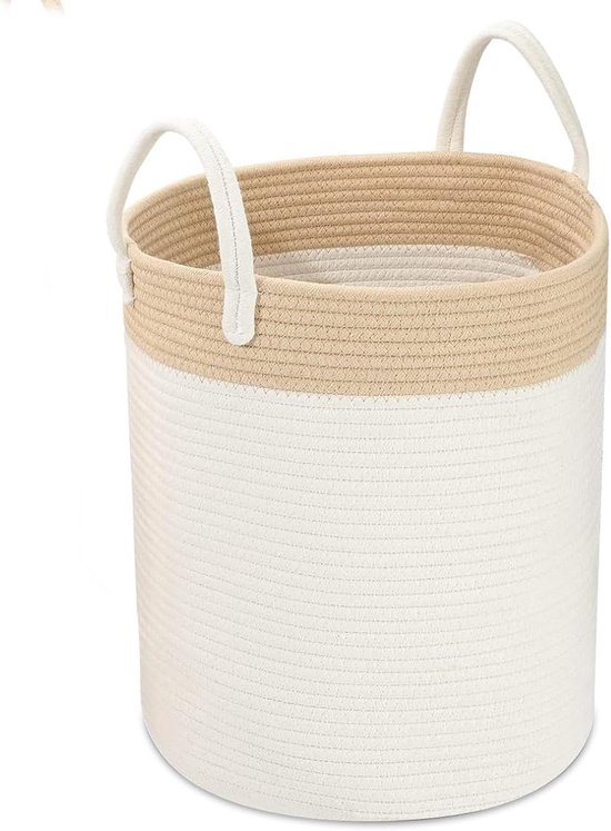 Wasmand, grote wasmand met handgrepen, opvouwbare gevlochten opbergmand, wasmand voor... | bol