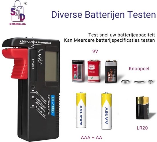 S4D® - Batterijtester - Batterij Tester Digitaal - Accu Tester - Snel ...