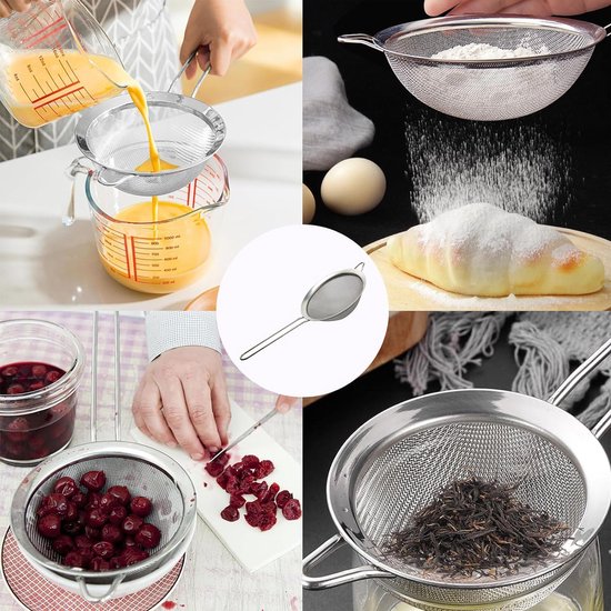 Set van 4 keukenzeefjes, hoogwaardige roestvrijstalen zeef, keukenzeef ...