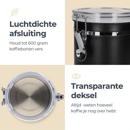 Castagnola Koffie Bewaarbus - Luchtdicht Koffieblik met CO2 Uitlaat ...