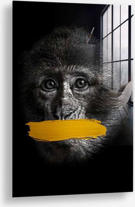 Wallfield™ - Monkey (speak no evil) | Glasschilderij | Gehard glas | 80 ...