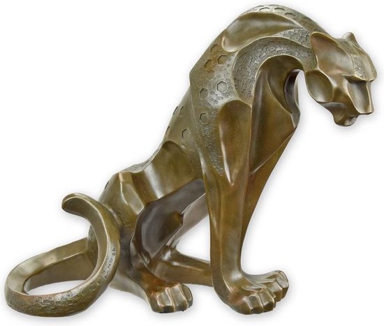 EEN MODERNISTISCH BRONZEN BEELD VAN EEN ZITTENDE JAGUAR | bol
