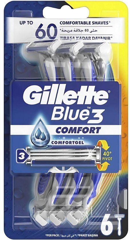 12 x Gillette - Blue 3 Comfort - Wegwerpmesjes - Precisie en comfort ...
