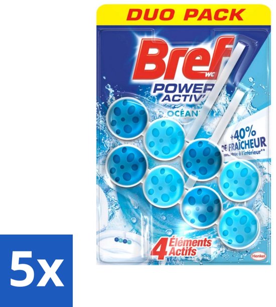 5 x Bref Toiletblok Power Activ Oceaan 2 stuks per verpakking - Oceaan ...