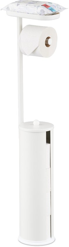 Wc-rolhouder staand - 91 cm - met reserverolhouder - plankje - wit | bol