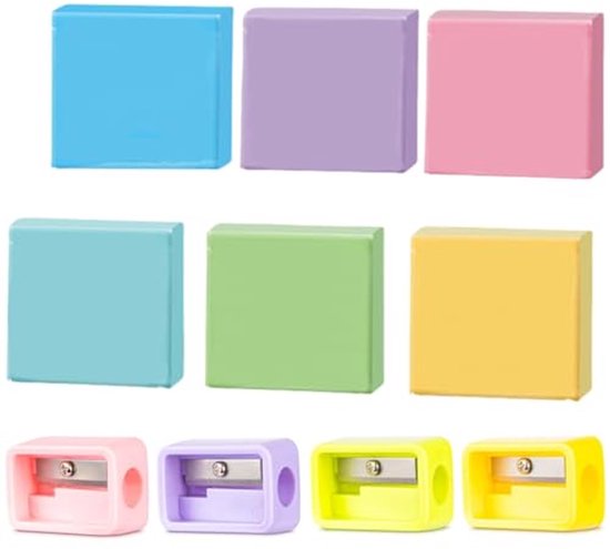 Kneedgum Set van 6 Stuks met 4 Puntenslijpers voor Kleurrijk Tekenen en ...