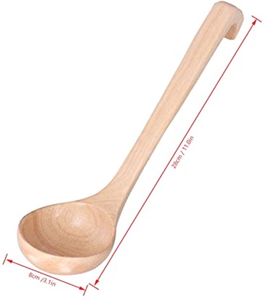Grote Houten Soeplepel Met Haakhandvat - Perfect Voor Soepen, Serveren ...