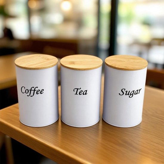 Set van 3 luchtdichte opbergdozen met deksel - thee-, koffie- en ...