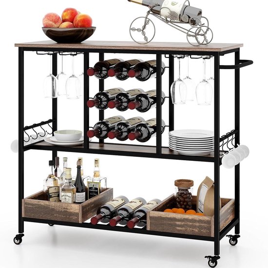 Barwagen – Serveerwagen – Drinkwagen – Wijnkar – Trolley – Industrieel ...