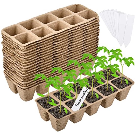 Biodegradable Zaaitrays en Potten - 200 Cellenvakken en 20 Stuks ...