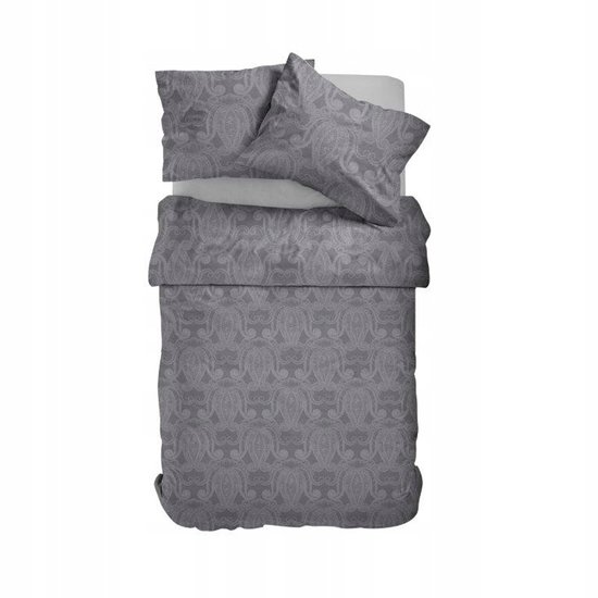 Home Satin Katoenen Dekbedovertrek 220x200cm Zwart met Grijs Patroon | bol