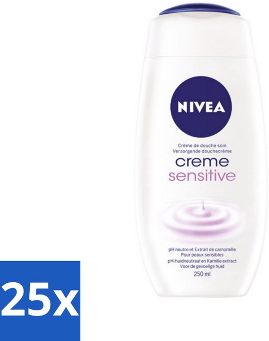 25 x NIVEA Douchecrème Sensitive 250 ml - Hydraterende Douche - Zachte Douche | bol