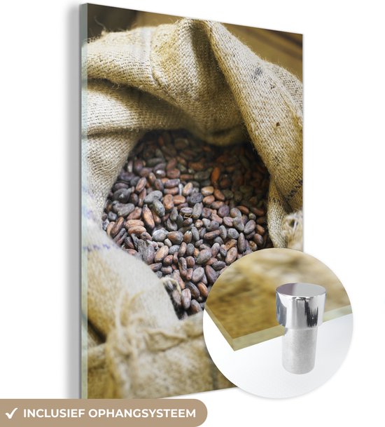 MuchoWow® Glasschilderij 60x80 cm - Schilderij acrylglas - Jutezak ...