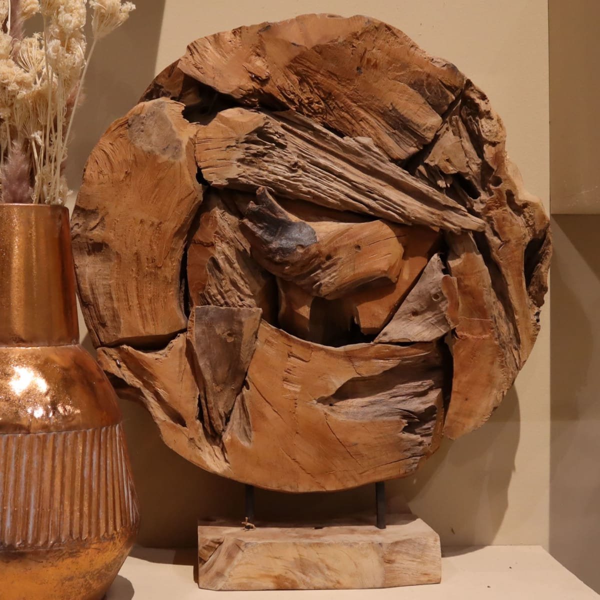 DKNC - Erosiehout rond op standaard - 50x23x59cm - Bruin | bol