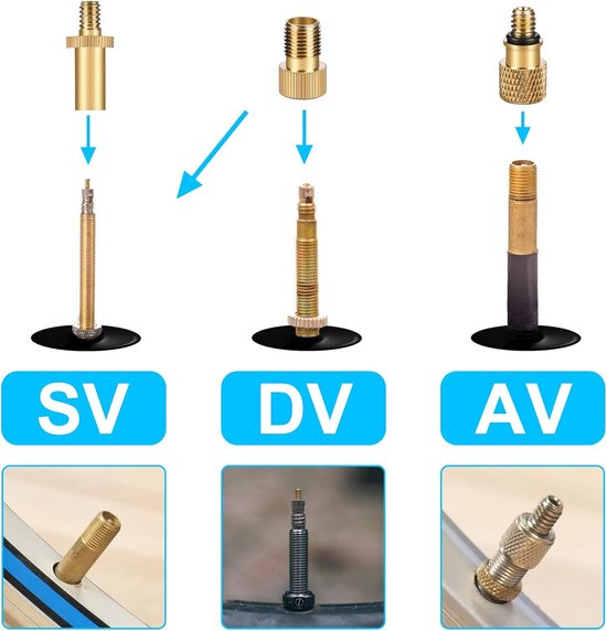 Fietsventieladapters - 25x stuks - fietsventielset, DV SV AV, Dunlop ...
