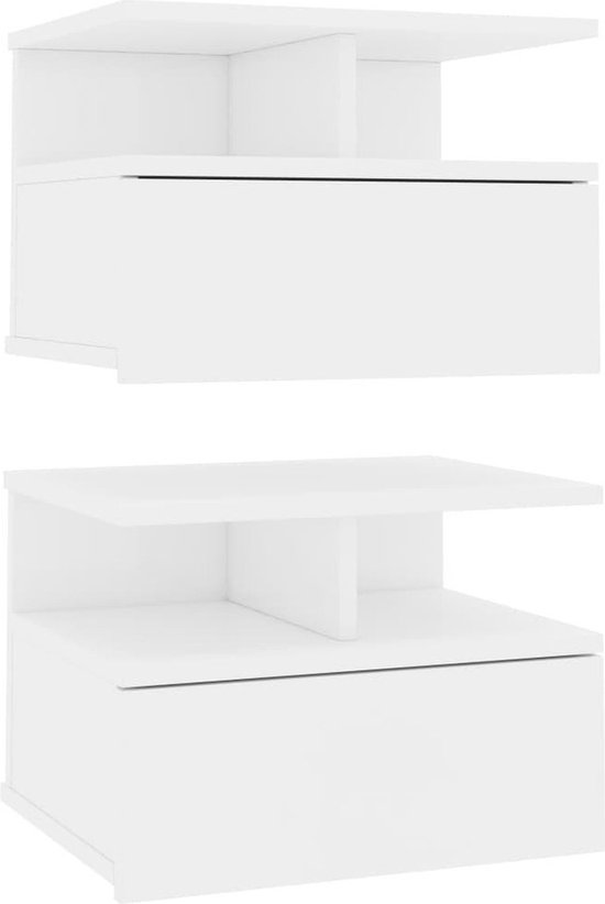 vidaXL Zwevende Nachtkastjes - Hoogglans wit - 40 x 31 x 27 cm (B x D x ...