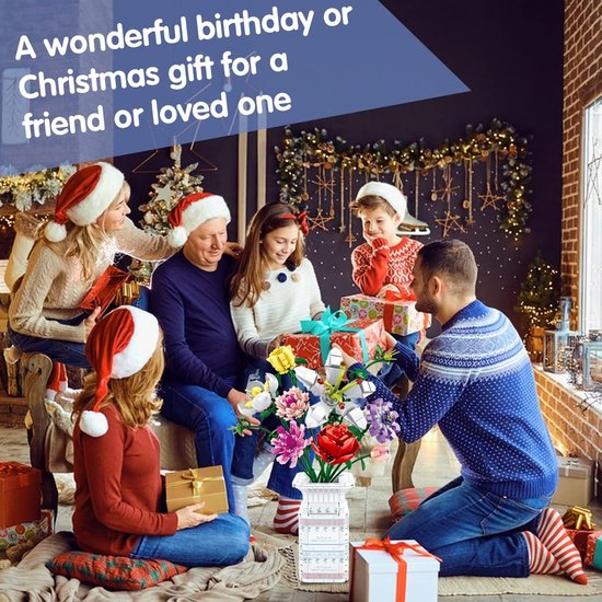 Flower Building Blocks Set, 9 Bouquet with Vase, 730 Pieces, Artificial ...