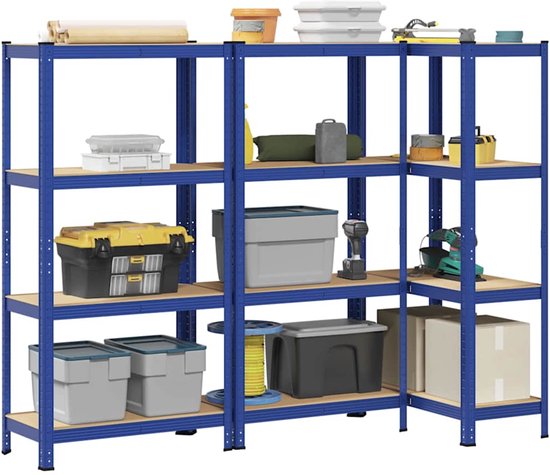 vidaXL Opbergrekken - 3 stuks - 4-laags - Blauw Garage Opslag ...