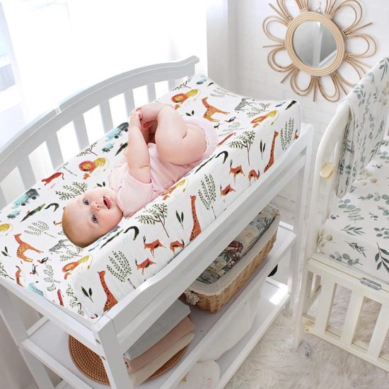 Verschoonmat Hoes - Zachte Ademende Katoenen Hoes voor Luiertafel en ...