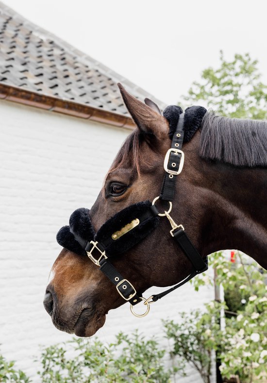 Kentucky Horsewear - Nylon halster wol / bont soft zwart pony | bol