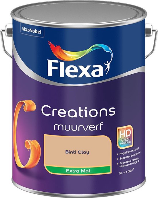 Flexa - Creations Muurverf Extra Mat - Binti Clay - Mengverf - 5 L | bol