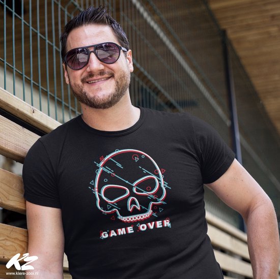 Game Over Skull - Unisex T-Shirt - M - Zwart | bol