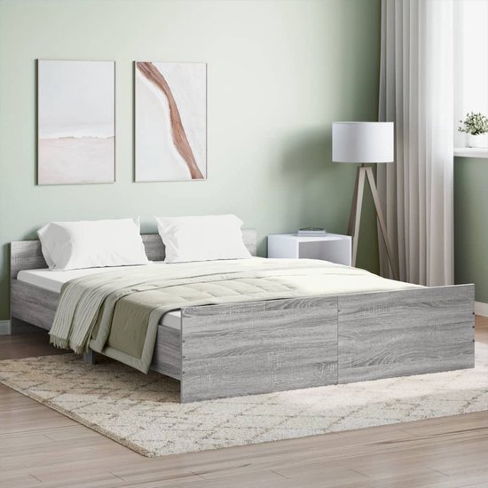 vidaXL Bedframe 160x200 cm - Grijs Sonoma Eiken | bol