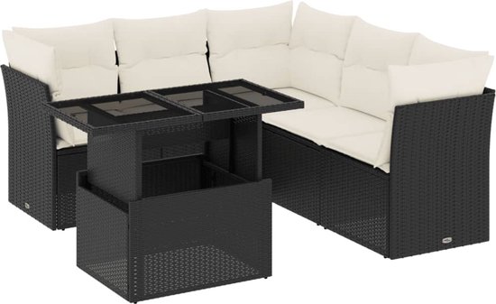 vidaXL Loungeset 6-delig - Zwart - Inclusief kussens | bol