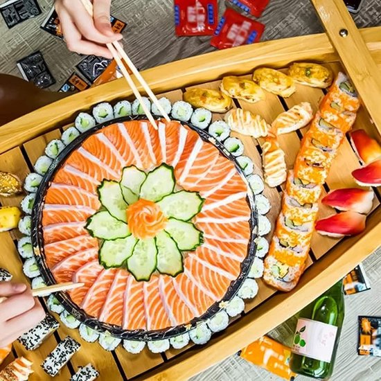 Wooden Sushi Boat Serving Tray, Extra Large Sushi Plates Sushi Boat ...