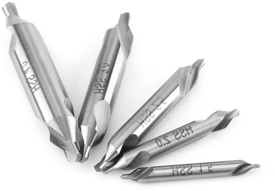 Centering drill set of 5 drills with fast turning steel for metal lathe ...