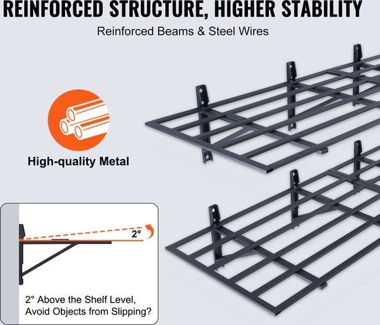 VEVOR 183 x 63 x 30,5 cm (per Laag) Wandgemonteerde Garage-opslagrekken ...