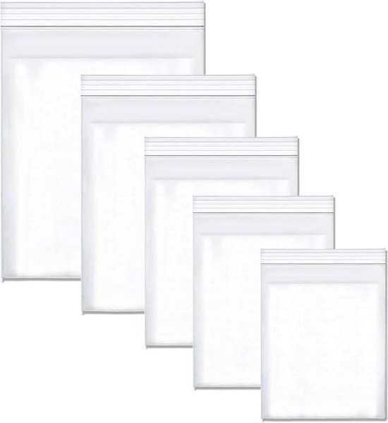 Hersluitbare transparante plastic zakken - Set van 500 stuks - 5 maten ...