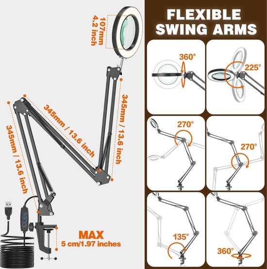 Vergrootglas met licht en standaard - ideaal voor hobby en werkplek - 1 ...