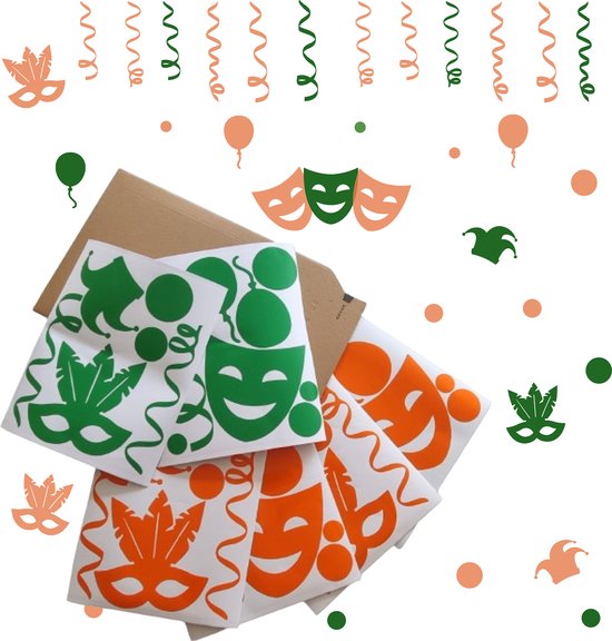 Raamstickers carnaval versiering| 47-Delig | Herbruikbaar | Carnaval ...